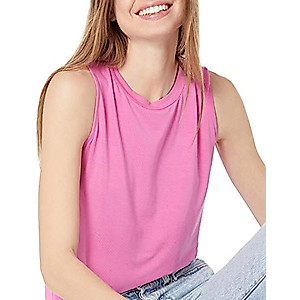 Amazon Essentials Women's Relaxed-Fit Sleeveless Muscle Tank Top, Bright Pink, Large