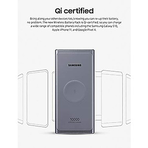 SAMSUNG 10,000 mAh Super Fast 25W Portable Wireless Charger Charger Battery Pack USB-C, Silver (US Version with Warranty) (EB-U3300XJEGUS)