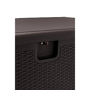 BTEXPERT 150 Gallon Large Resin Deck Box, Outdoor Storage Container for Patio Furniture Cushions Garden Tools Pool Toys Sports Equipment Waterproof Lockable Stainless Steel Metal insert rod