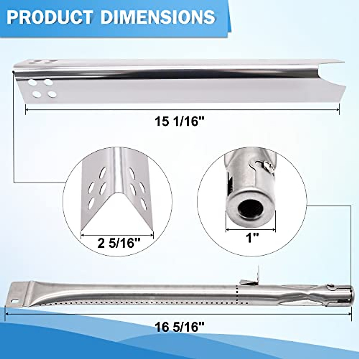Adviace Grill Replacement Parts for Brinkmann 810-6680-S, Replacement Brinkmann Heat Plate 810-6680-S & Brinkman 810-6680-S Gas Grill Burner