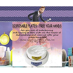 Chinette Paper Plates Dinner (7 inch 50 Pcs) + Disposable Plates (9 inch 50 Pcs), Dessert Plates Disposable, Compostable Biodegradable Dinner Plates, Set of 100, Suitable for Restaurant/Fast Food Shop