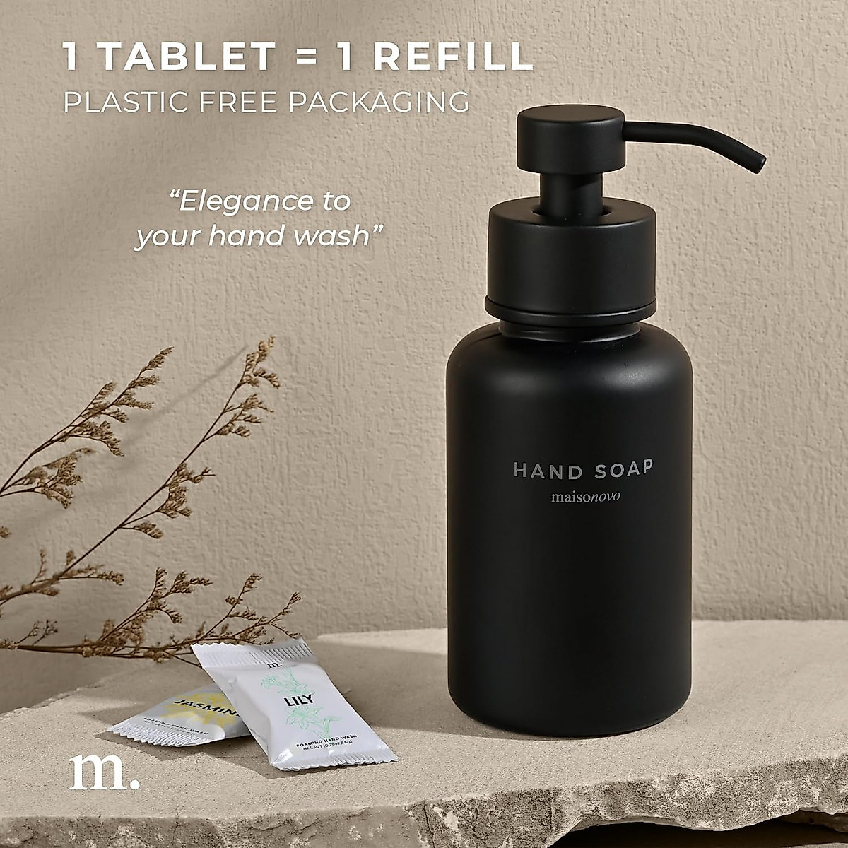 MaisoNovo 4-Pack Mix Scent Foaming Hand Soap Tablets - Black Glass Black Pumps x 2