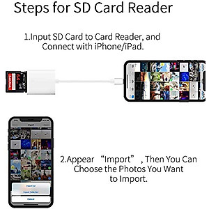 Apple MFi Certified Lightning to SD Card Camera Reader for iPhone iPad, Veetone SD Card Reader Memory Card Reader Trail Camera Viewer SD Card Adapter for iPhone 12/11/XS/XR/X/8/7/iPad, Plug and Play