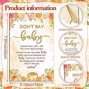 Patelai 321 Pcs Little Pumpkin Baby Shower Games Supplies, Fall Pumpkin Baby Shower Games 5 Sets (50 Cards Each) Activities Cards with 20 Pencils 1 Don't Say Baby Sign 50 Clothespin