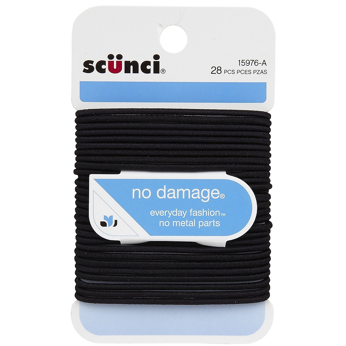Scunci No Damage Elastic Hair Bands, Black, Medium (1597603A048)