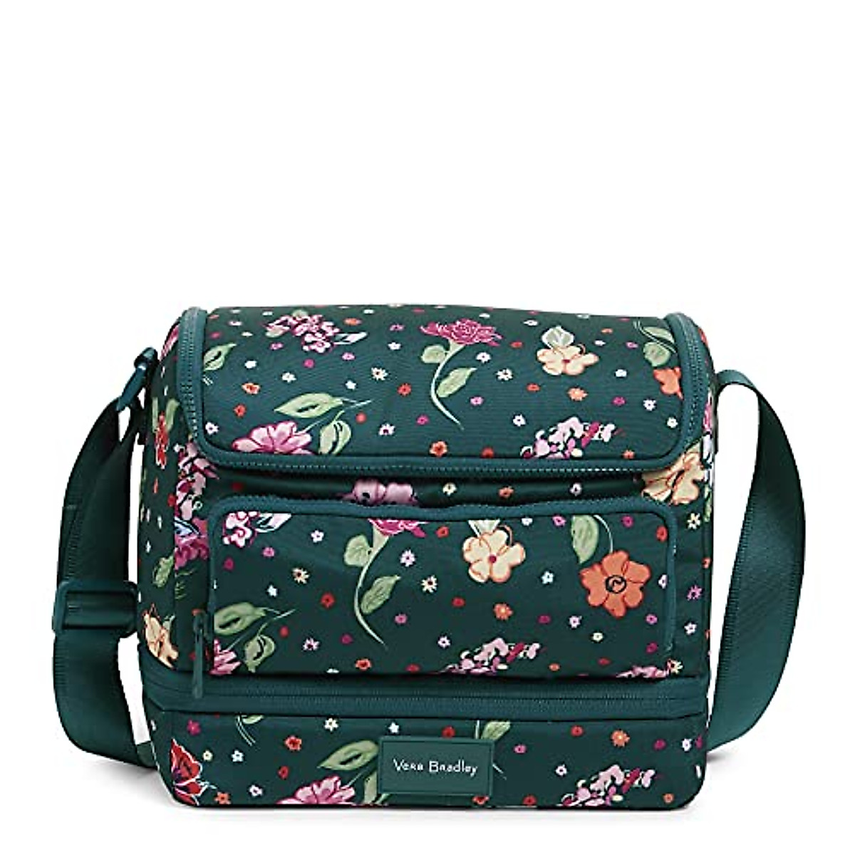 Vera Bradley Women's Recycled Lighten Up Reactive Expandable Cooler Lunch Bag, Hope Blooms Teal, One Size