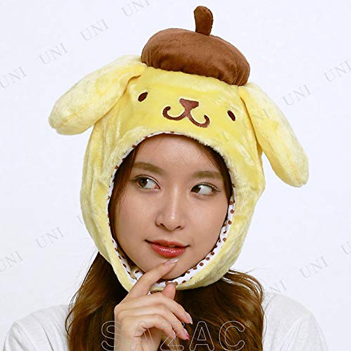 Sanrio Pompompurin (Pom Pom Purin) Fluffy Beanie Cap Soft Warm Winter Head wear Yellow