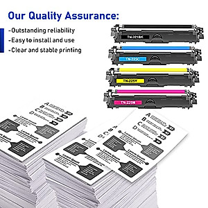 TN221 Toner Cartridges TN225 Toner: Compatible for TN-221BK TN-225 C/M/Y Toner Replacement for Brother HL-3170CDW MFC-9130CW MFC-9330CDW MFC-9340CDW HL-3140CW HLL3170CDW MFC-9140CDN Printer(4-Pack)