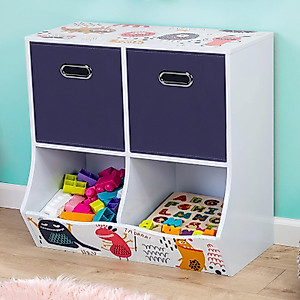 DABEACT Fabric Cubes Storage Containers,Foldable Storage Bins Cubes Organizer Baskets with Dual Handles for Shelf Closet Set of 6,(Navy Blue)