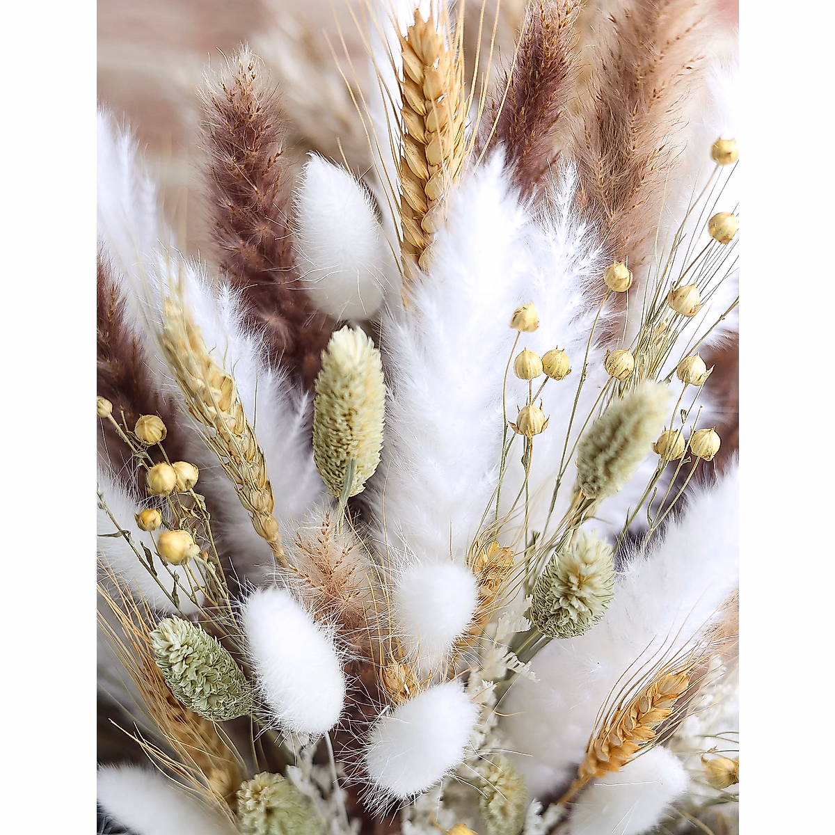 126pcs Dried Pampas Grass Decorations, Dried Flowers, Dried Bouquet in Vase, Reed Grass Bouquet for Bohemian Floral Home Wedding, Table Centerpieces, Rustic Farmhouse Decor. (Vase Not Included)