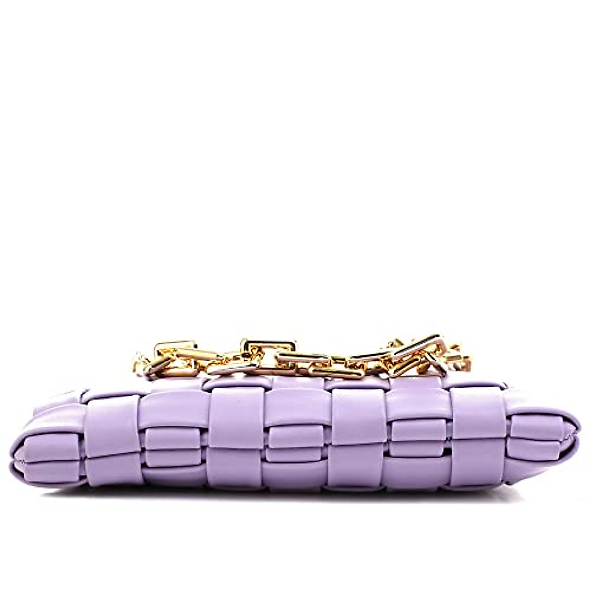 Womens Girls Gold Chain Accent Vegan Leather Clutch Purse Tote Handbag Crossbody (Black)