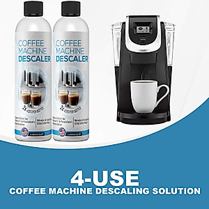 Descaling Solution for Coffee & Espresso Machines - 2 Bottle Pack (4 Uses) - Universally Compatible Descaler Cleaner for Keurig, Breville, Nespresso, Delonghi & All Single Use or Drip Machines
