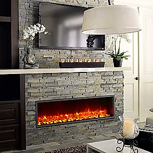 Dynasty Harmony 55 Inch Electric Fireplace - Modern, Linear Design with Multiple Flame Colors & Remote Control | Hardwire or Plug-in Installation, Supplemental Zone Heat