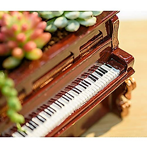 JIATAY Wooden Pots, Mini Flowerpot, Retro Resin Succulent Planter Bonsai Pot Desk Holder Mini Ornament (Piano Brown)