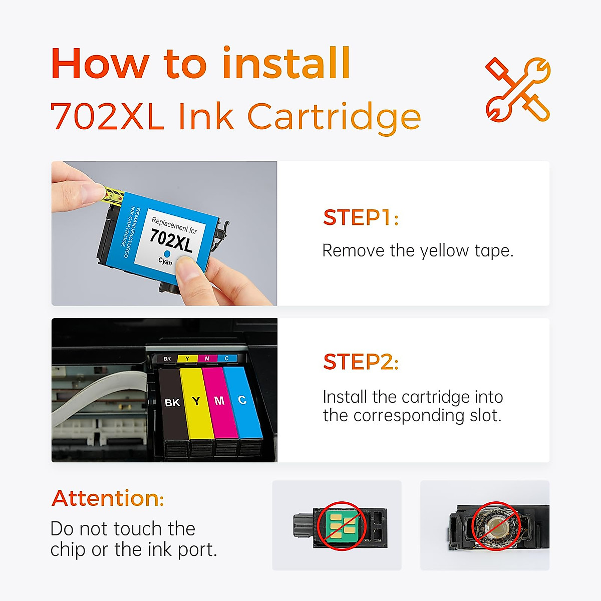 InkNI Remanufactured Ink Cartridge Replacement for Epson 702 702 XL 702XL High Yield for Workforce Pro WF-3720 WF-3730 WF-3733 Printer (Black, Cyan, Magenta, Yellow, 4-Pack)