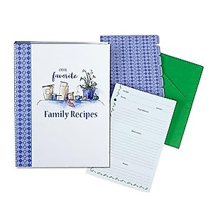 Our Favorite Family Recipes Binder, 3-Ring Recipe Binder, Blank Recipe Book w/ 50 Lined Recipe Pages & 8 Category Dividers, 5 1/2" x 8 1/2" x 1 7/8" Recipe Organizer by Meadowsweet Kitchens