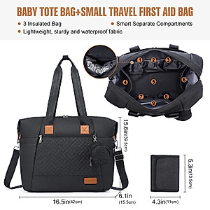 LOVEVOOK Diaper Bag Tote, Large Baby Tote Bag, Travel Diaper Tote for Mom and Dad with Changing Pad and First Aid Bag, Dark Gray