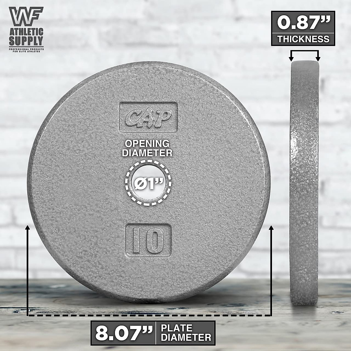 WF Athletic Supply Traditional/Classic 1-inch Hole Standard Solid Cast Iron Weight Plates - Great for Strength Training, Weightlifting, Bodybuilding & Powerlifting, Multiple Choices Available