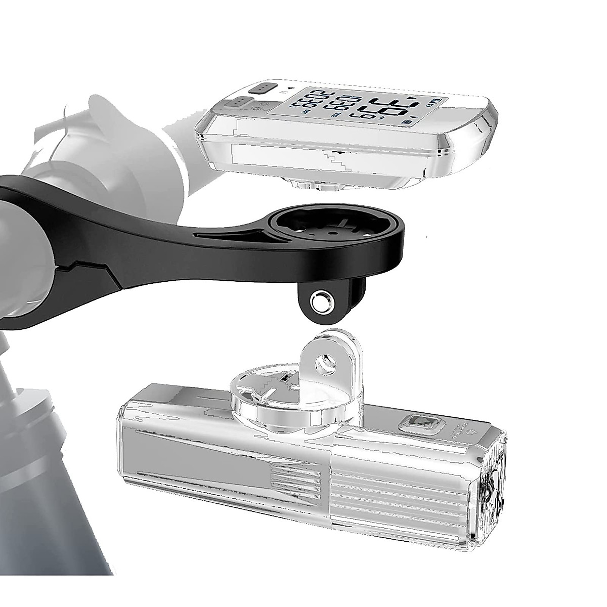 HUAYUWA Out Front Mount Compatible for Garmin Edge Series Bike GPS Computer,XOSS G/G+,iGPSPORT GPS - Cycling Handlebar 31.8mm Diameter HeadLight Holder Action Camera Bracket