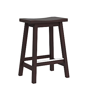 PayLessHere Bar Stools Set of 2 for Kitchen Counter Solid Wooden Saddle Stools 24-Inch Height Home Furniture Barstool, Brown