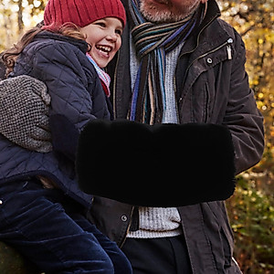 VORCOOL Faux Fur Hand Muffs Warm Winter Muffs for Women Girls Black