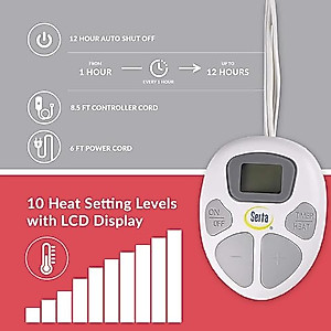 Serta Luxuriously Soft Plush Electric Blanket Fast Heating Cozy Cover, Safety Auto Shut Off Timer, Low EMF, Multi Heat Setting, ETL Certified, Machine Washable, Grey King (92 in x 100 in)