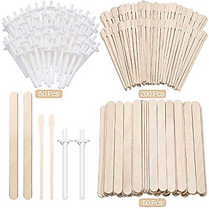 250 Pieces Wax Applicator Sticks Wood Craft Sticks for Hair Removal Eyebrow Wood Spatulas Applicator Large Small Wooden Waxing Sticks and 50 Pieces Nose Wax Applicators Sticks for Nose Hair Removal