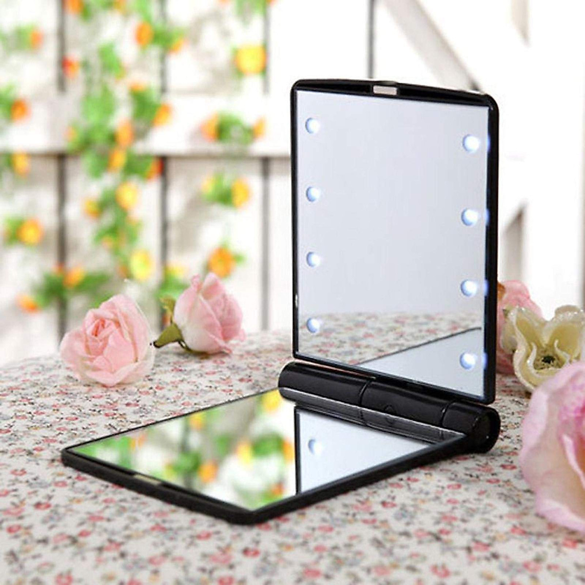 FQYYDD Illuminated Makeup Mirror Portable Makeup Folding Mirror 1Pcs