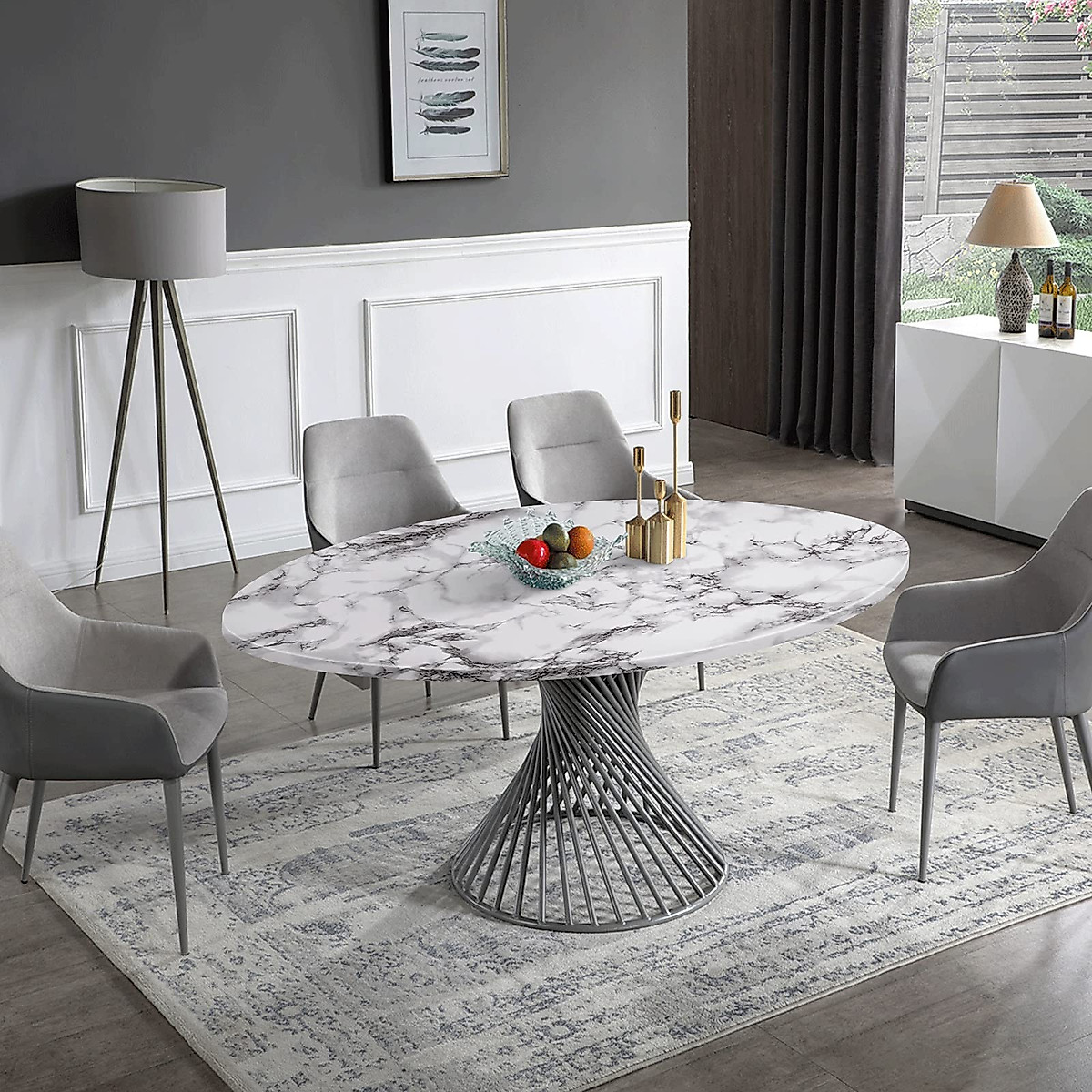 Caltero Marble Contact Paper 15.7" x 118" Black White Grey Wallpaper Peel and Stick Glossy Marble Self Adhesive Contact Paper for Countertop Kitchen Cabinets Bathroom