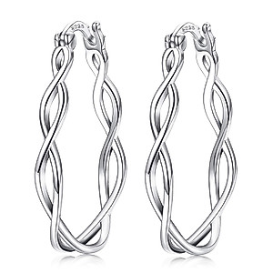 Milacolato 925 Sterling Silver Hoop Earrings Lightweight Twisted Irish Celtic Knot Dangle Earrings Hypoallergenic Boho Vintage Filigree Earrings for Women