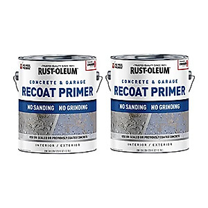 Rust-Oleum 338806-2PK Concrete & Garage Floor Recoat Primer, Gallon, Gray, 2 Pack