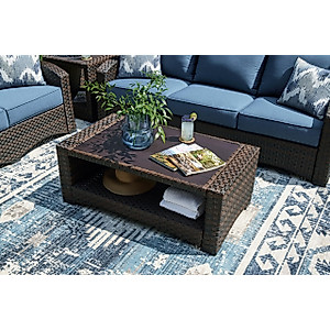 Signature Design by Ashley Windglow Outdoor Coffee Table, 44" W x 25" D x 17" H, Dark Brown