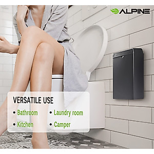 Alpine Sanitary Napkin Receptacle – Wall Mounted Tampon Holder for Bathroom Provides Clean & Odor-Free Restroom for Home, Office & Public Restrooms (Black)