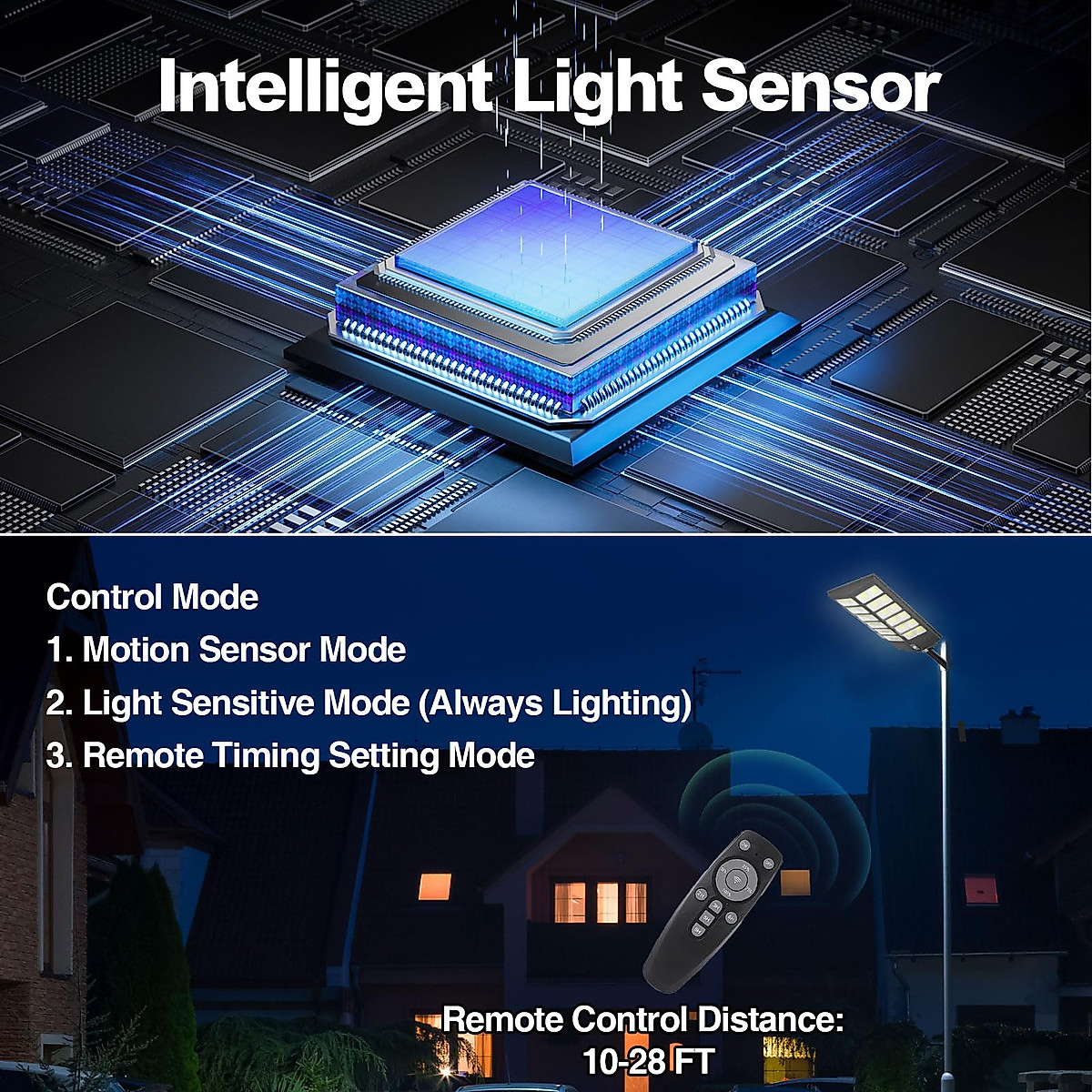 5200W Solar Street Lights Outdoor, Solar Security Flood Lights Parking Lot Lights Commercial Dusk to Dawn, IP67 Waterproof Led Solar Lights w Remote Control Motion Sensor for Street, Court, Barn