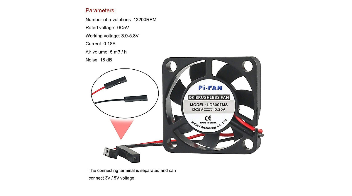 Quiet MakerFocus Raspberry Pi 4B/3/Zero Cooling Fan 3.3V/5V
