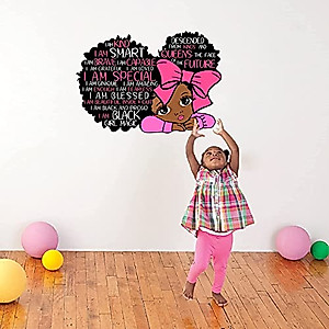 Yovkky Black Girl Magic I Am Special Inspirational Quote Wall Decal Pink Motivational Saying African American Sticker Nursery Positive Decor Baby Toddler Room Decoration Afro Kid Bedroom Playroom Art