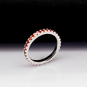 Uloveido 2mm Round CZ Crystal Stackable Ring Eternity Bands for Women CZ Anniversary Ring for Wife (Red, Size 9) Y115