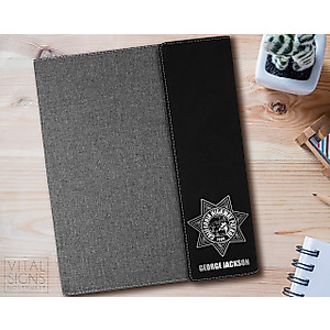 Alterd Industries California Highway Patrol - CHP State Trooper Gift, california highway patrol coffee Cup, Gifts for Officers Leather Portfolio Graduation (Black/Silver)