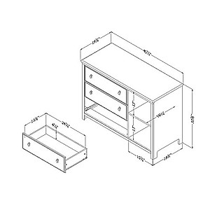 Rosebery Kids 3 Drawers Dresser with Cubic Basket Storage, Small Modern Console Table for Living Room and Entryway, Brown