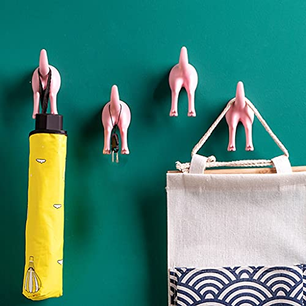 KKirafairy 4Pcs Nordic Plastic Dog Tail Hooks Wall Mounted Coat Hat Key Hanger Decoration