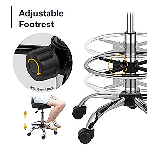 OmySalon Drafting Chair,Ergonomic Office Desk Chair with Back Support,Tall Adjustable Rolling Stool with Footrest & Thick Seat Cushion,Computer Chair for Salon Medical Spa Home Bar Kitchen Studio
