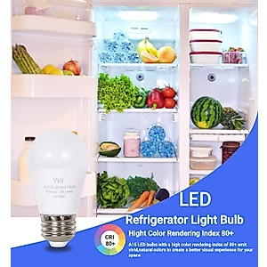 VVH 2 Pack LED Refrigerator Light Bulb 60 Watt Equivalent,A15 Light Bulb E26, 8W Daylight 5000K,800Lm,for Indoor and Outdoor, Ceiling Fan, Wall sconces,Appliance Bulb