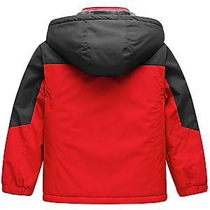 CREATMO US Boy's Winter Ski Jacket Windbproof Waterproof Snow Parka Red 14-16