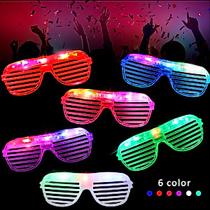 Honoson 72 Pack LED Glasses Bulk 6 Colors Light Up Glasses Glow in the Dark Party Supplies Shutter Shades Glow Sticks Neon Rave Flashing Sunglasses for Adults Mardi Gras Birthday Party Favors