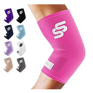 Sleeve Stars Elbow Compression Sleeve for Women & Men, Tendonitis Elbow Brace & Elbow Support for Pain & Arthritis, Tennis Elbow Sleeve Arm Protector Wrap for Golf & Sports (S-XXL) (L: 10"-12", Hot Pink)
