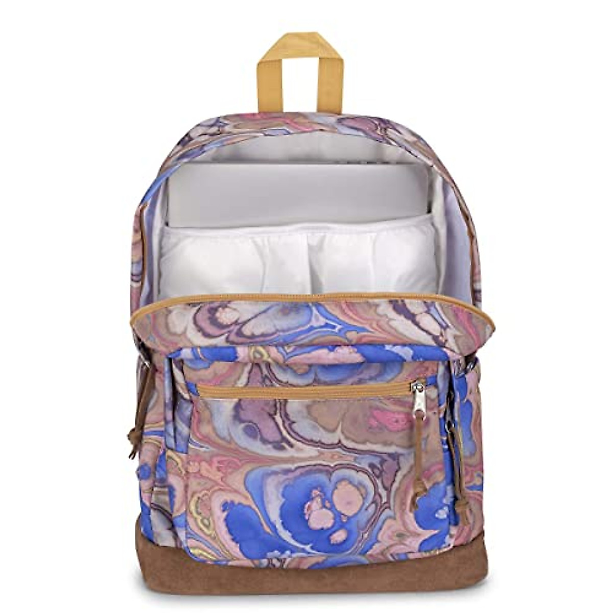 JanSport Right Pack Backpack - Class, Travel, Work, or Laptop Bookbag with Leather Bottom, Marble Mood