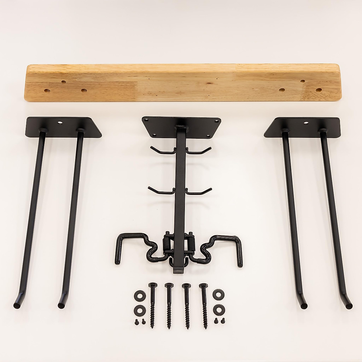 StoreYourBoard BLAT Tool Wood Yard Tool Organizer, Solid Steel Holds 125 lbs, Garage Wall Mount Hooks for Shovels Rakes Brooms Garden Hoses, Large