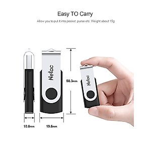 Netac 128GB USB Stick USB 3.0 Flash Drive, Up to 90MB/s, Thumb Drive for Data Storage, Pen Drive with Swivel Design, Memory Stick for External Storage Data/Computer/PC/Laptop/Sound