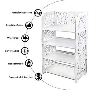Jerry & Maggie - 4 tier WPC Shoe Rack / Shoe Storage Stackable Shelves Free Standing Shoe Racks - White