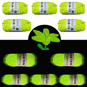 5 Pcs Glow in The Dark Yarn,Luminous Yarn for Crocheting,Glowing Yarn,Sewing Supplies for DIY Arts, Crafts & Sewing Beginners Glow in The Dark Party(55 Yards Per Roll) (Fluorescent Yellow)